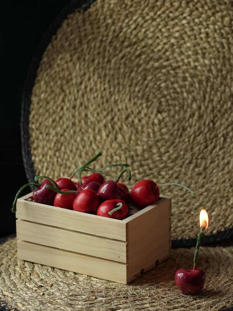 Cherry Birthday Cake Candles: Handmade Soy Wax Party Toppers - Set - Etsy Australia