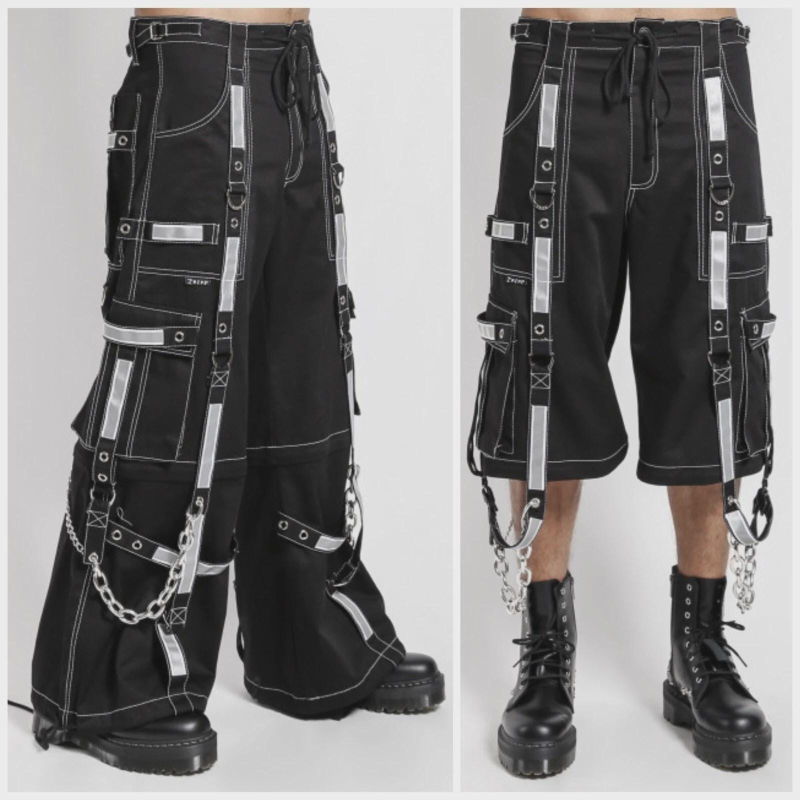 Gothic Punk Cargo Pants: Reflective Techwear Trousers With Chain - Etsy