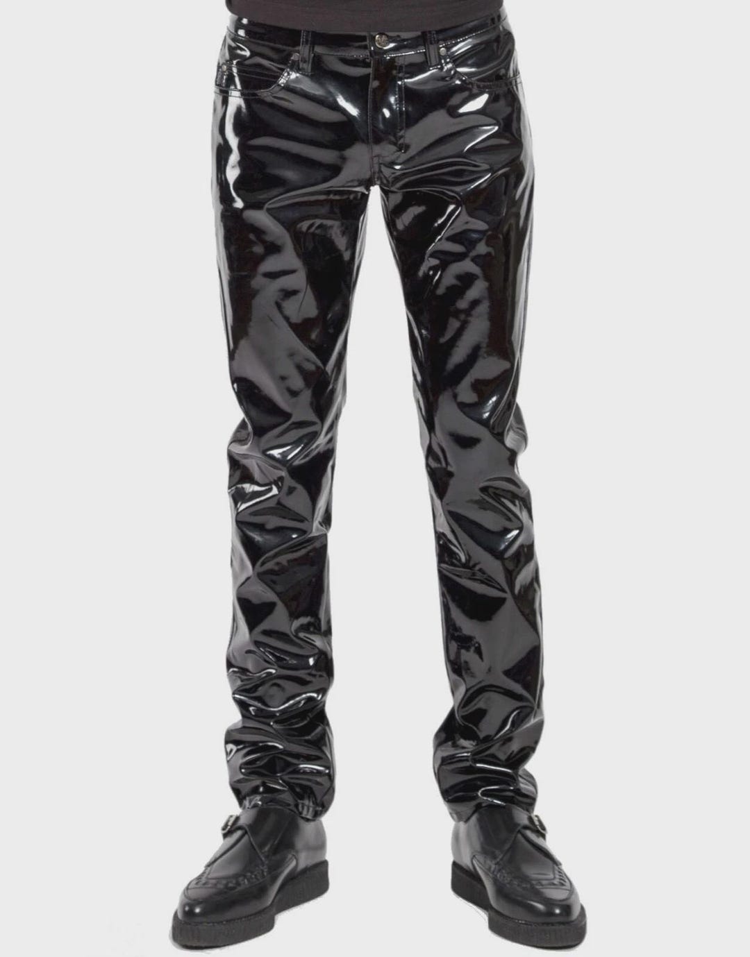 Unisex Vinyl PVC Goth Punk Gothic Black Slim Shiny Pants - Etsy
