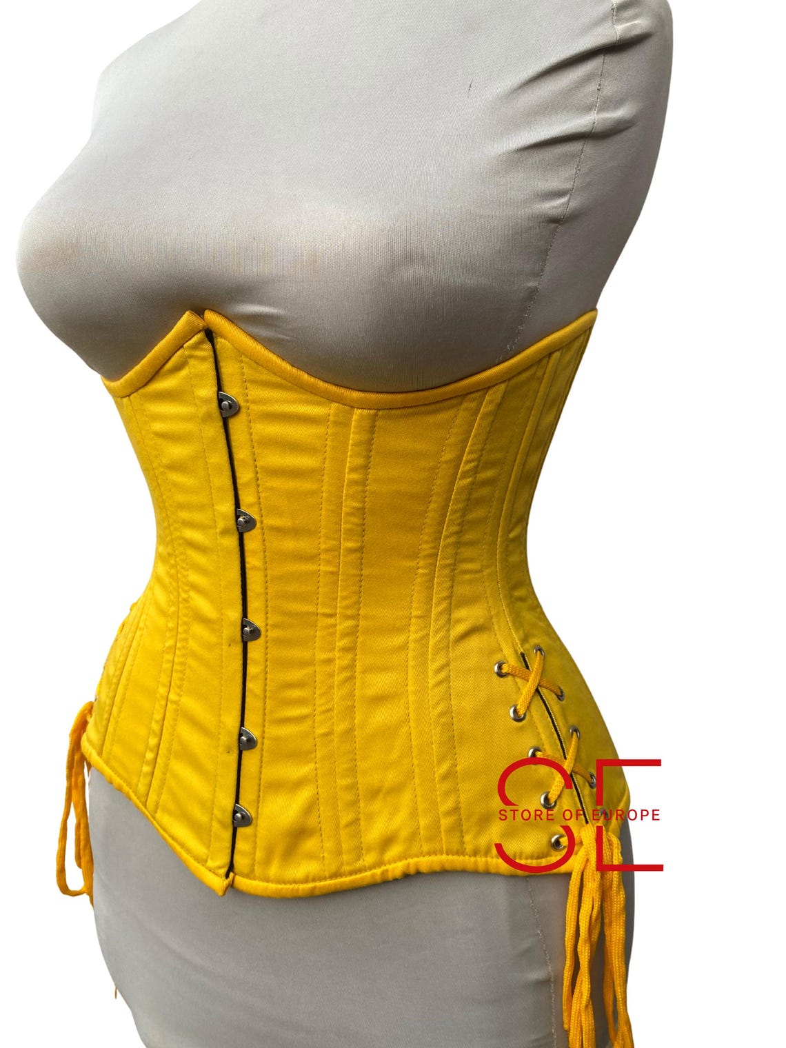 Cotton Underbust Corset: Yellow Waist Trainer, Gothic Steampunk ...