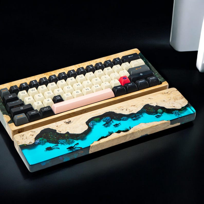 Handmade Ocean Resin Keyboard Wrist Rest: Ergonomic Wooden Support - Etsy