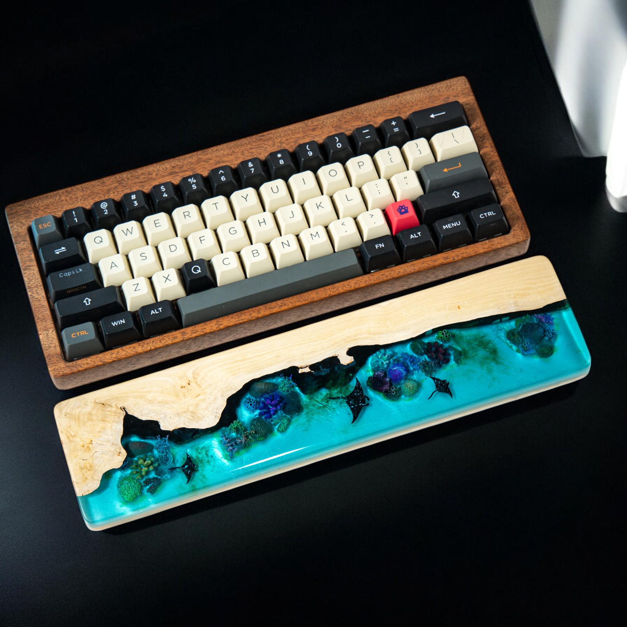 Handmade Ocean Resin Keyboard Wrist Rest: Ergonomic Wooden Support - Etsy