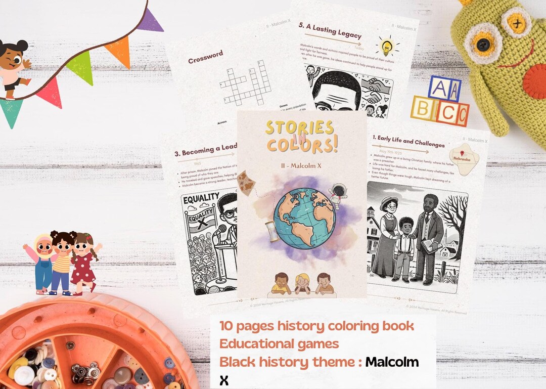 Malcolm X Coloring Book, Black History Coloring Pages, Black Leaders ...