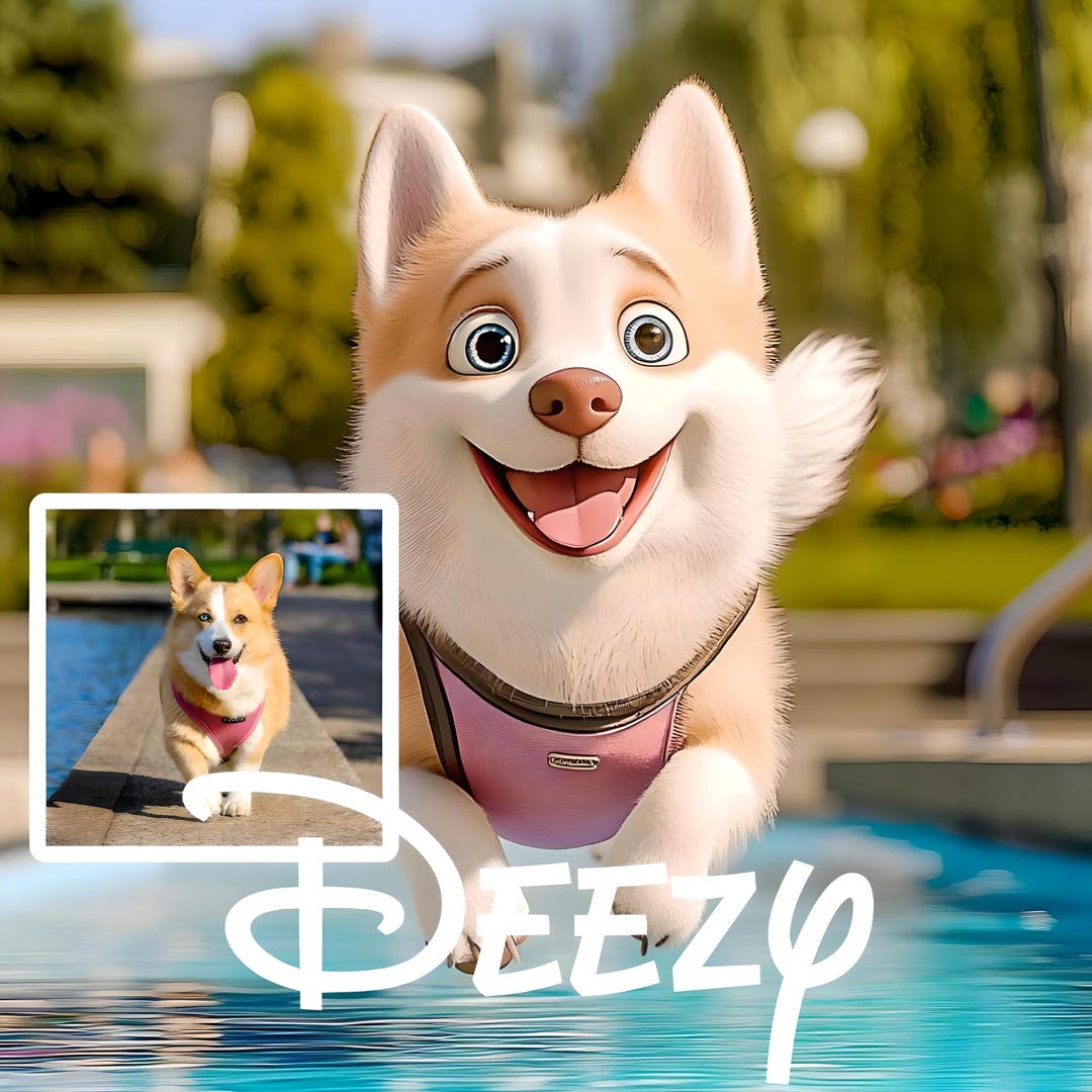 Custom Pet Cartoon Portrait | Disney Pixar Style Pet Drawing ...