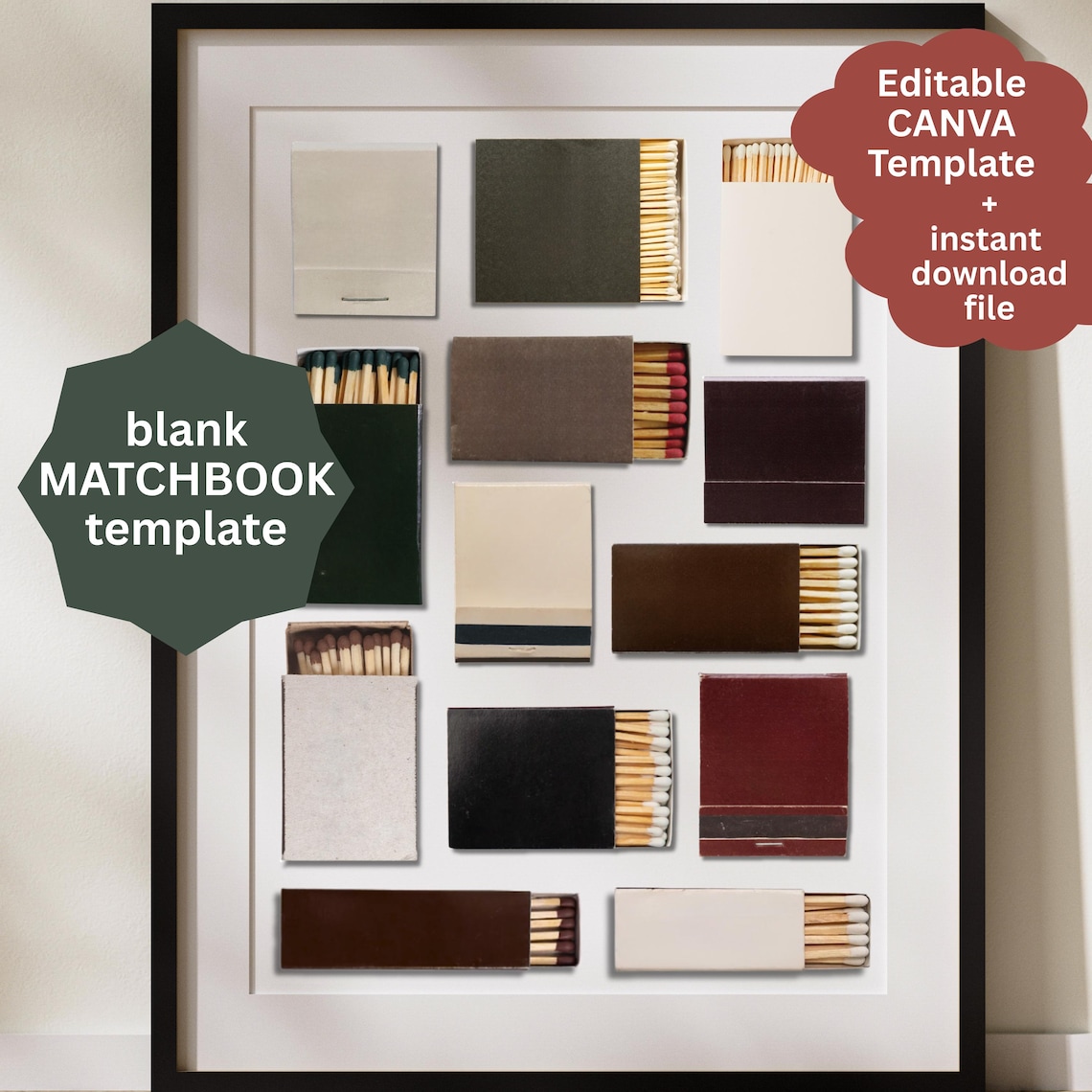DIY Matchbook Art Template | Sentimental Gift, Canva Editable (digital ...