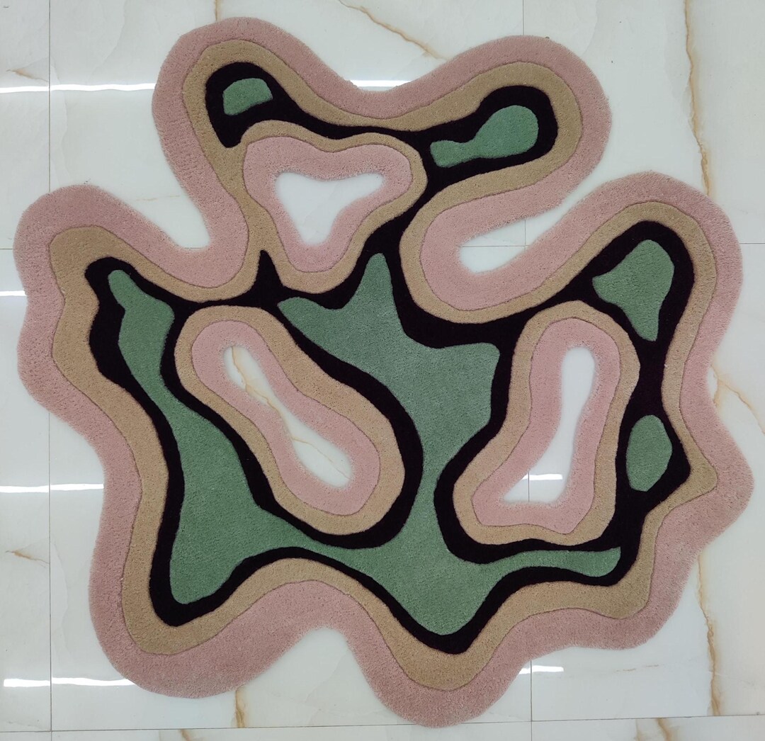 Abstract Tufted Rug—irregular Shape Modern Area Rug | Wavy Colorful ...