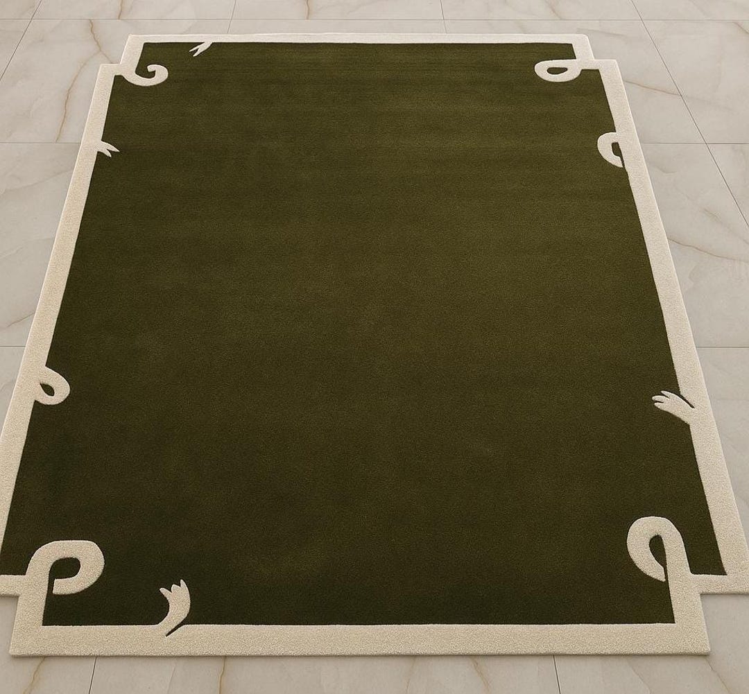 Eco-friendly Moss Green Wool Rug, "luxurious Hand-tufted Moss Green Rug ...