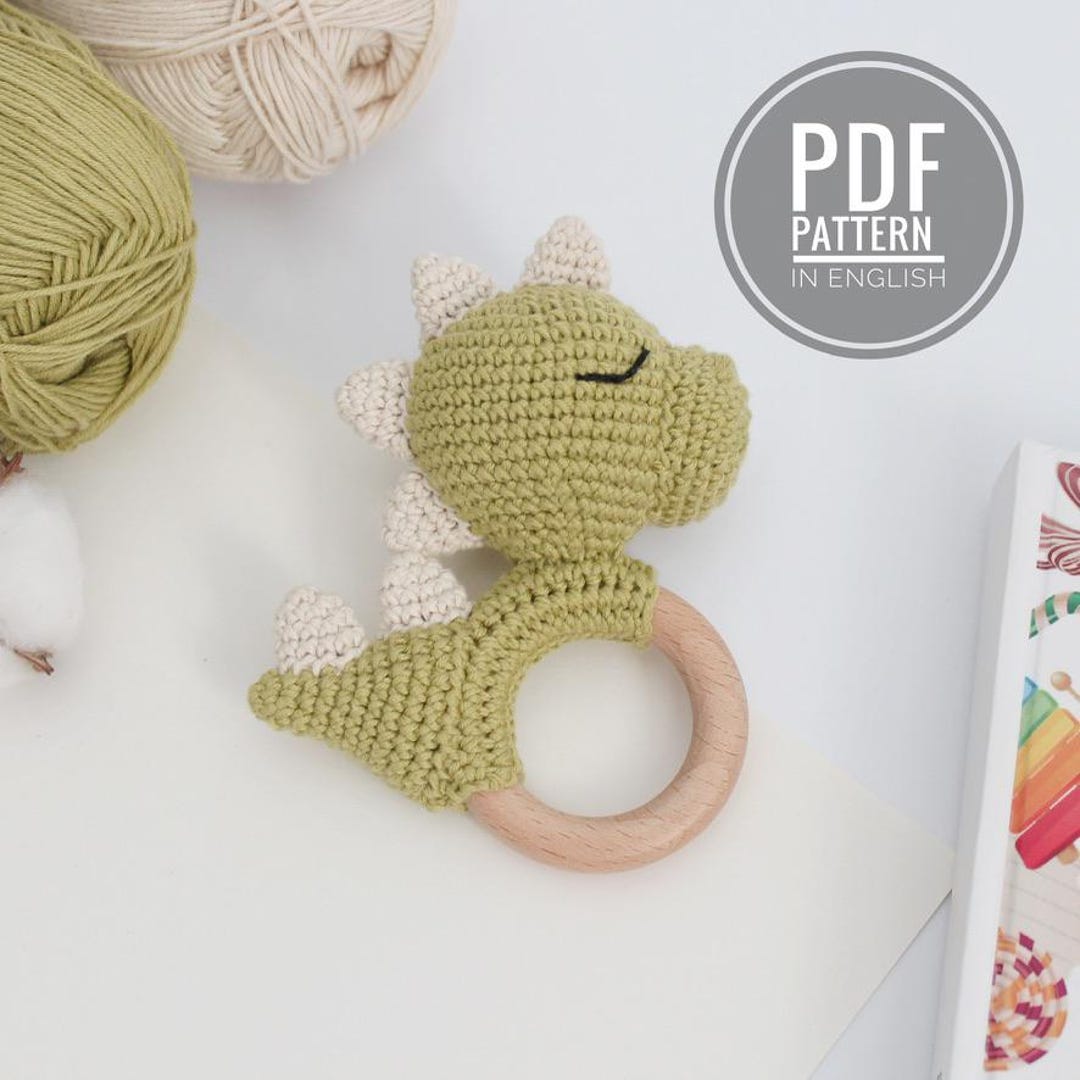 Crochet Dinosaur Pattern Baby Rattle Amigurumi Dinosaur Plush Pattern ...