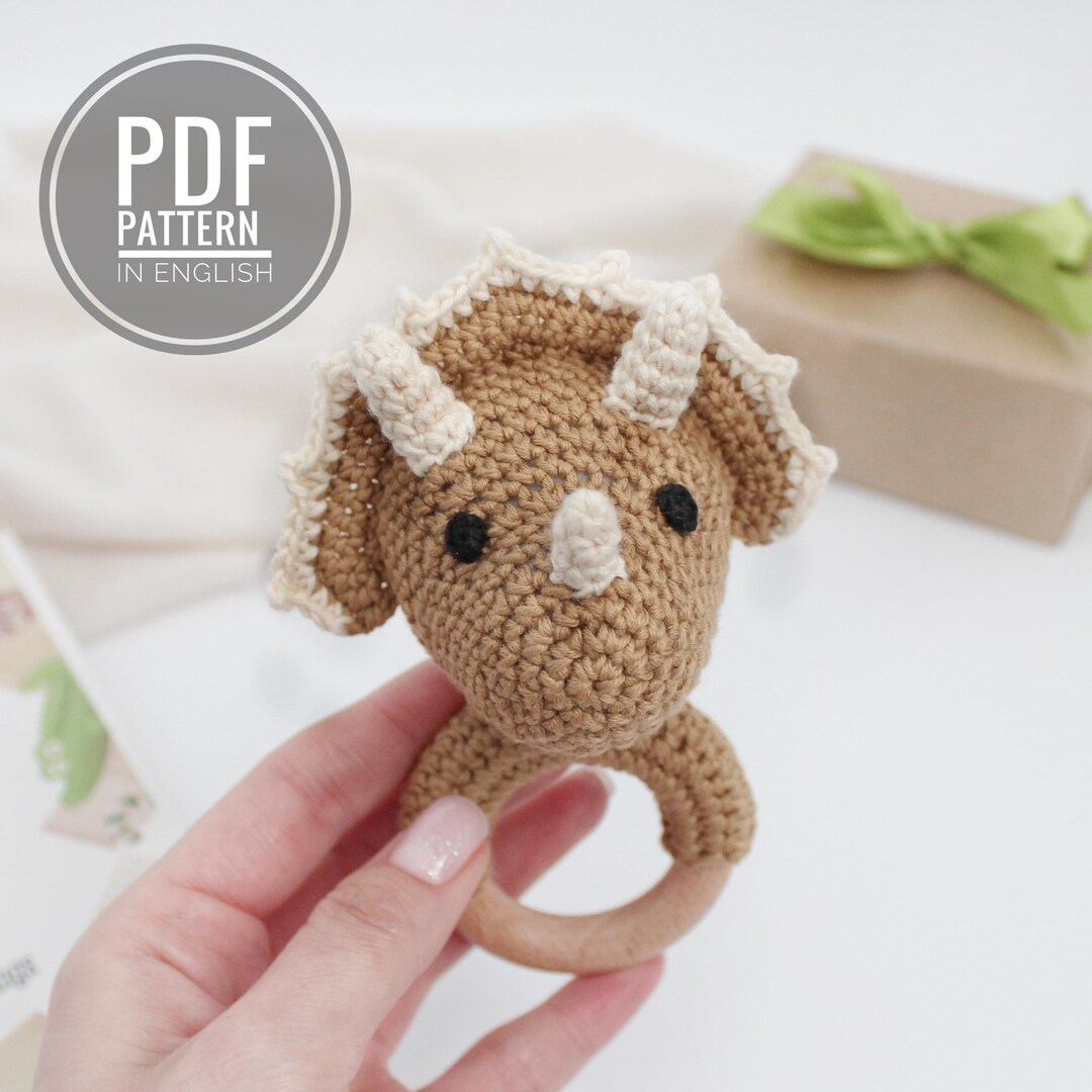 Crochet Dinosaur Pattern Triceratops Crochet Pattern Baby Rattle ...