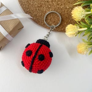 Ladybug Crochet Keychain Pattern Plush Keychain Amigurumi Crochet Bug Pattern Bag Charm Crochet ...
