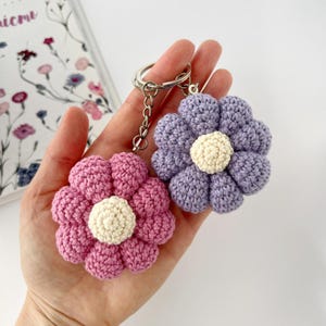 Crochet Keychain Flower Amigurumi Pattern Plush Keychain Crochet ...