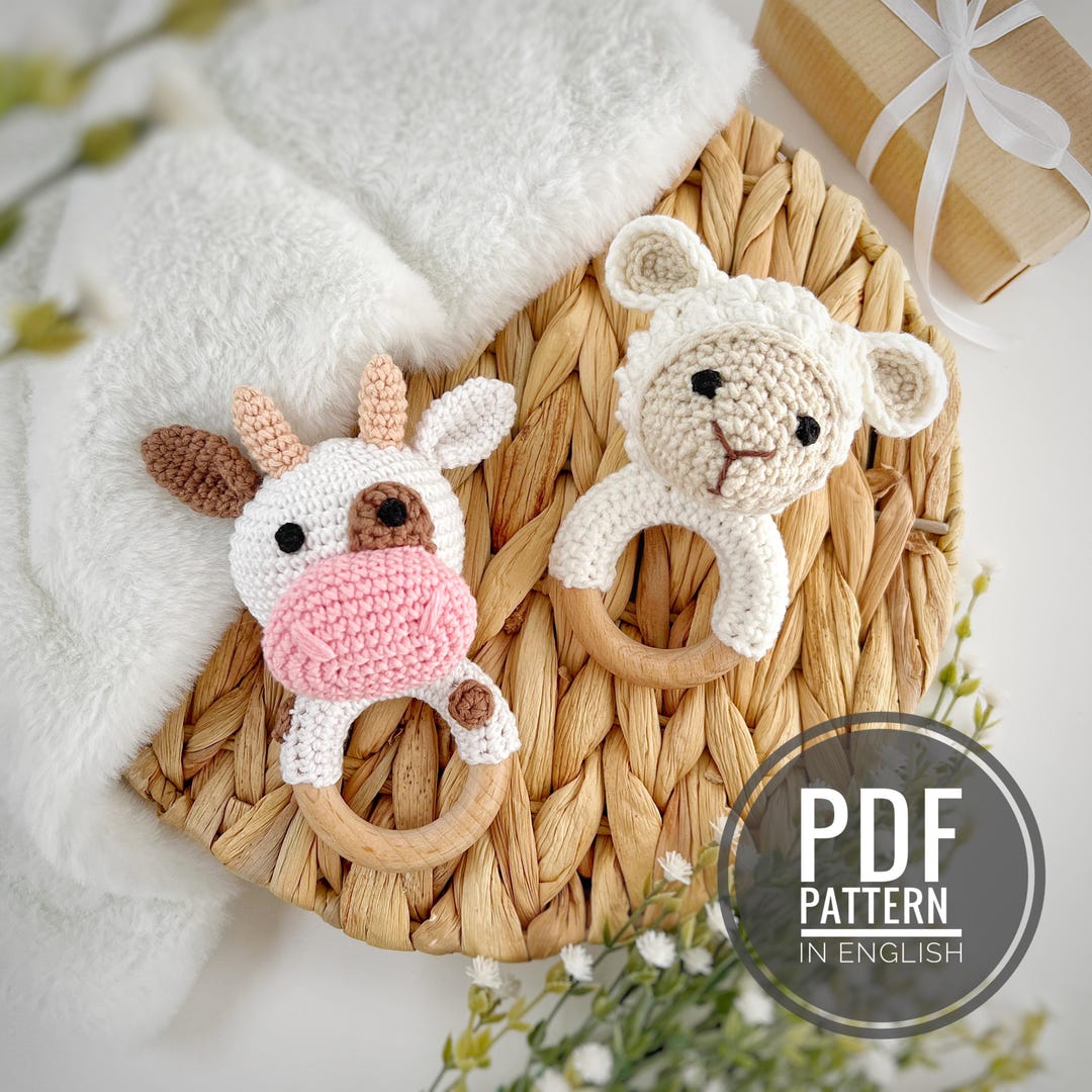 Crochet Cow Pattern Lamb Crochet Pattern Baby Rattle Amigurumi Cow ...