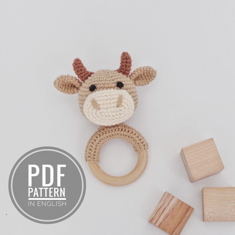 Crochet Cow Pattern Baby Rattle Amigurumi Cow Plush Pattern Crochet ...