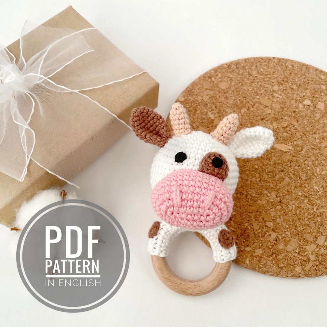Cow Crochet Pattern Baby Rattle Amigurumi Cow Plush Pattern Teether ...