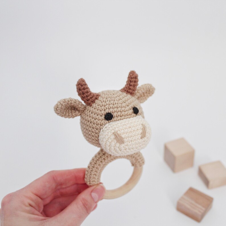Crochet Cow Pattern Baby Rattle Amigurumi Cow Plush Pattern Crochet ...