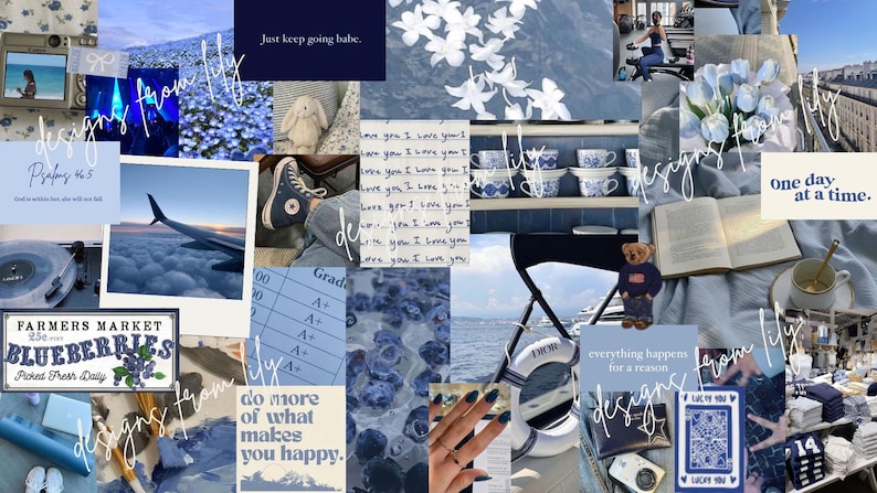 Blue Navy Collage Homescreen Computer Desktop - Etsy