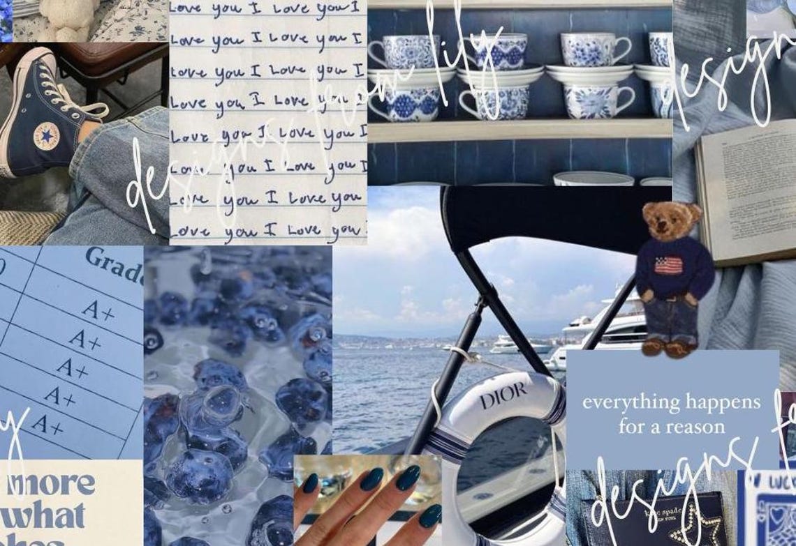 Blue Navy Collage Homescreen Computer Desktop - Etsy