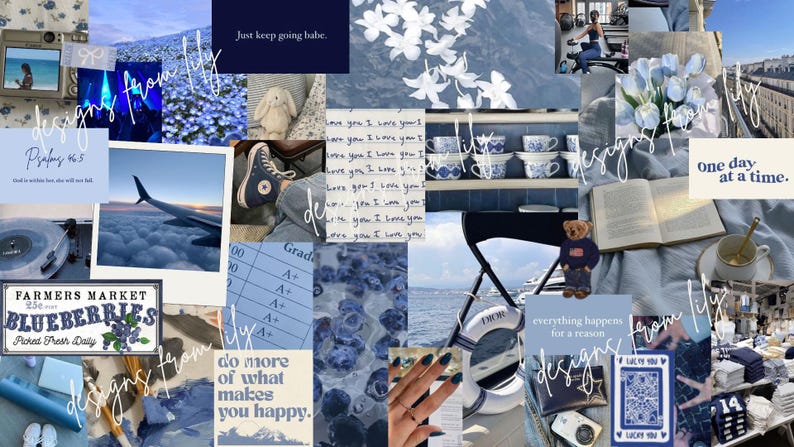 2025 Blue Vision Board, Wallpaper, Home Screen, Poster, Collage and ...