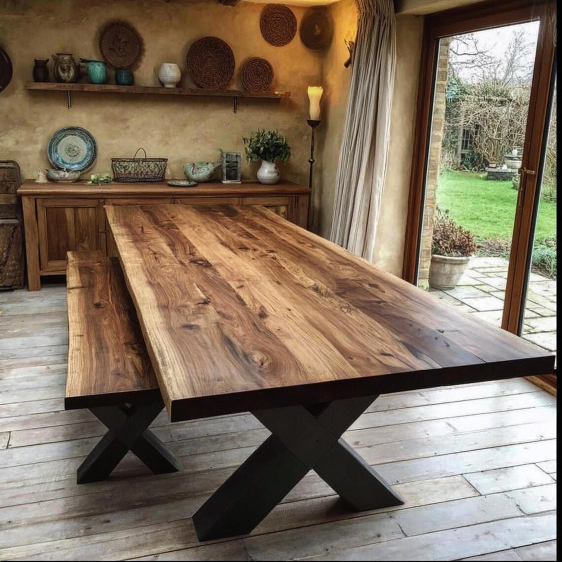 Handmade Solid Walnut Live Edge Dining Table - Rustic Modern Furniture - Etsy