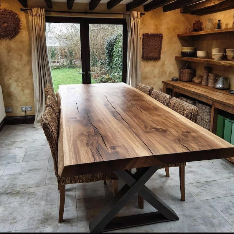 Solid Walnut Slab Table – Handmade Live Edge Dining Table – Rustic ...