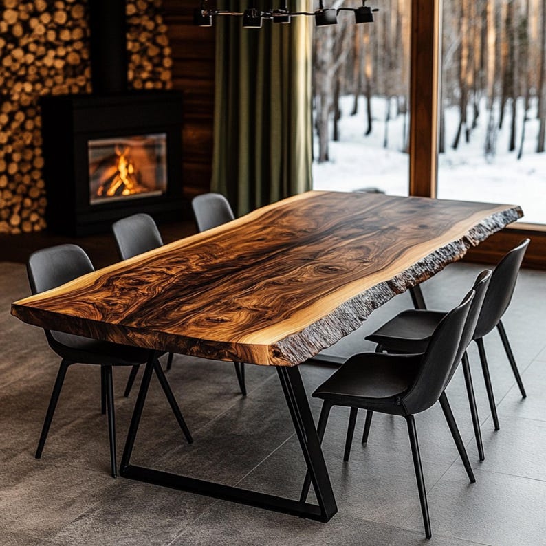 Handmade Solid Walnut Dining Table: Rustic Farmhouse Style - Etsy