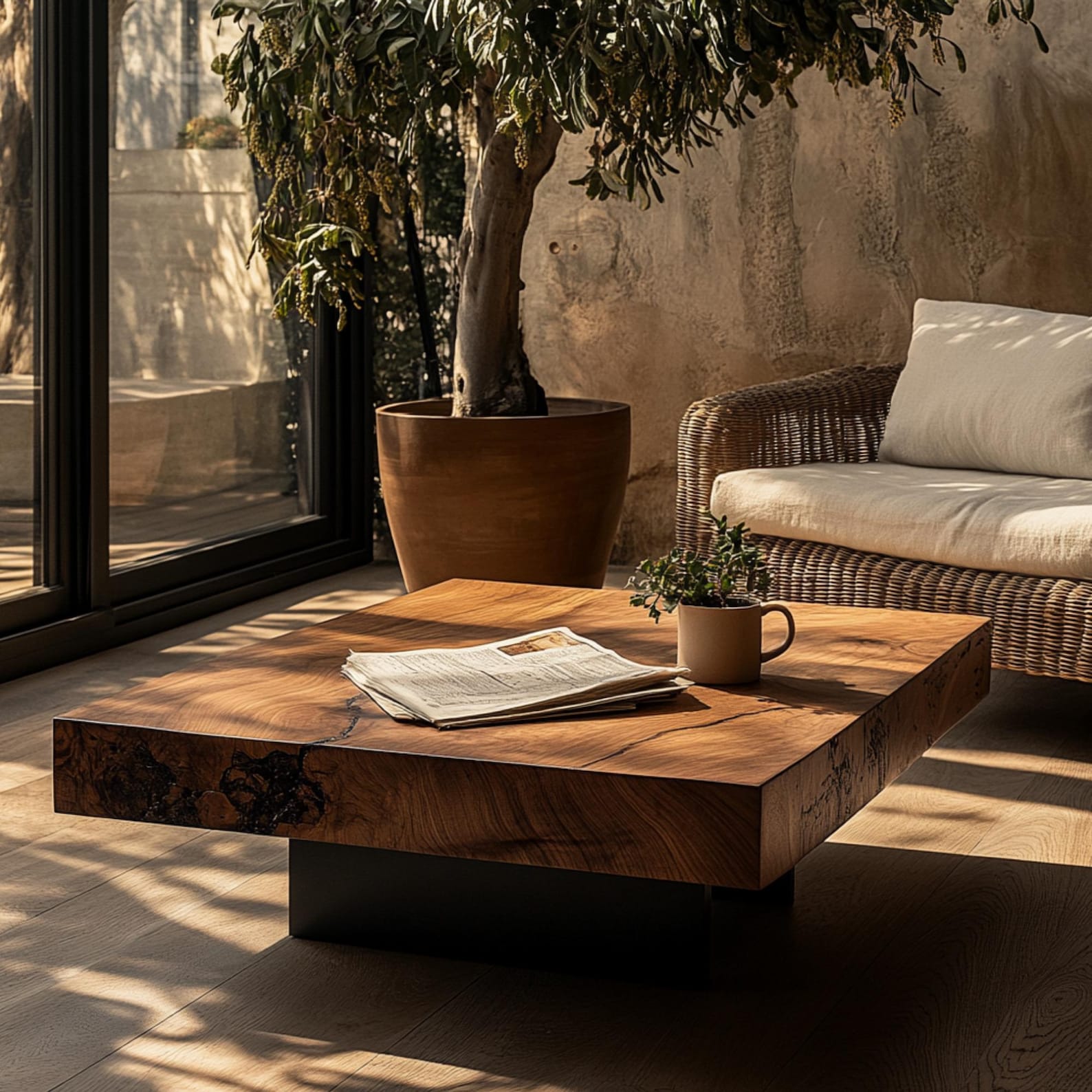 Rustic Walnut Coffee Table Handmade Modern Wood Living Room Table - Etsy