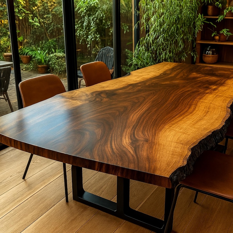 Handmade Solid Walnut Dining Table: Rustic Farmhouse Kitchen Decor - Etsy