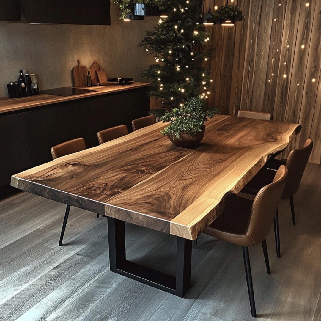 Custom Farmhouse Dining Table | Rustic Walnut Wood | Handmade Solid Wood Table - Etsy UK