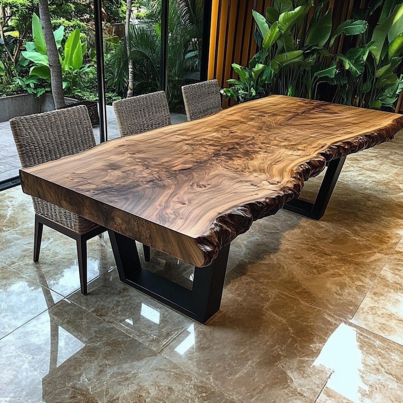 Handmade Solid Walnut Dining Table: Rustic Farmhouse Kitchen Decor - Etsy