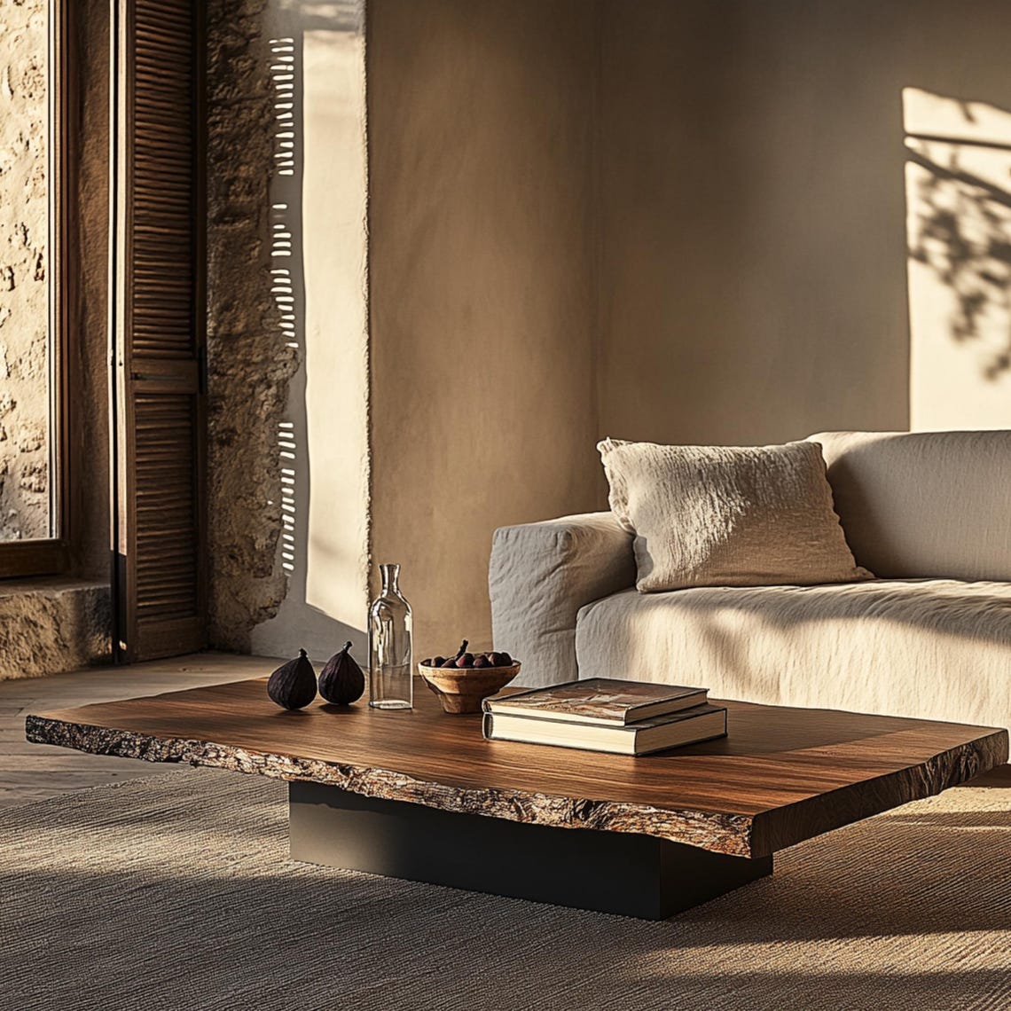 Rustic Walnut Coffee Table Handmade Modern Wood Living Room Table - Etsy