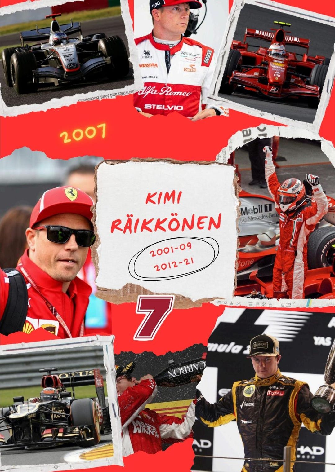 Kimi Räikkönen. F1 Champion Scrapbook Print. - Etsy