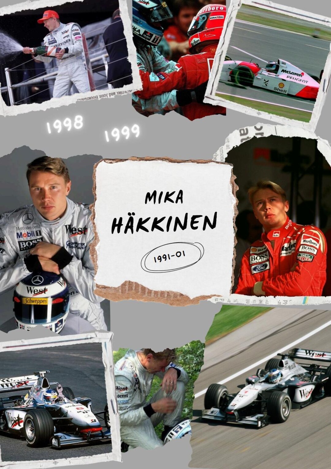 Mika Hakkinen. F1 Champion Scrapbook Print. - Etsy
