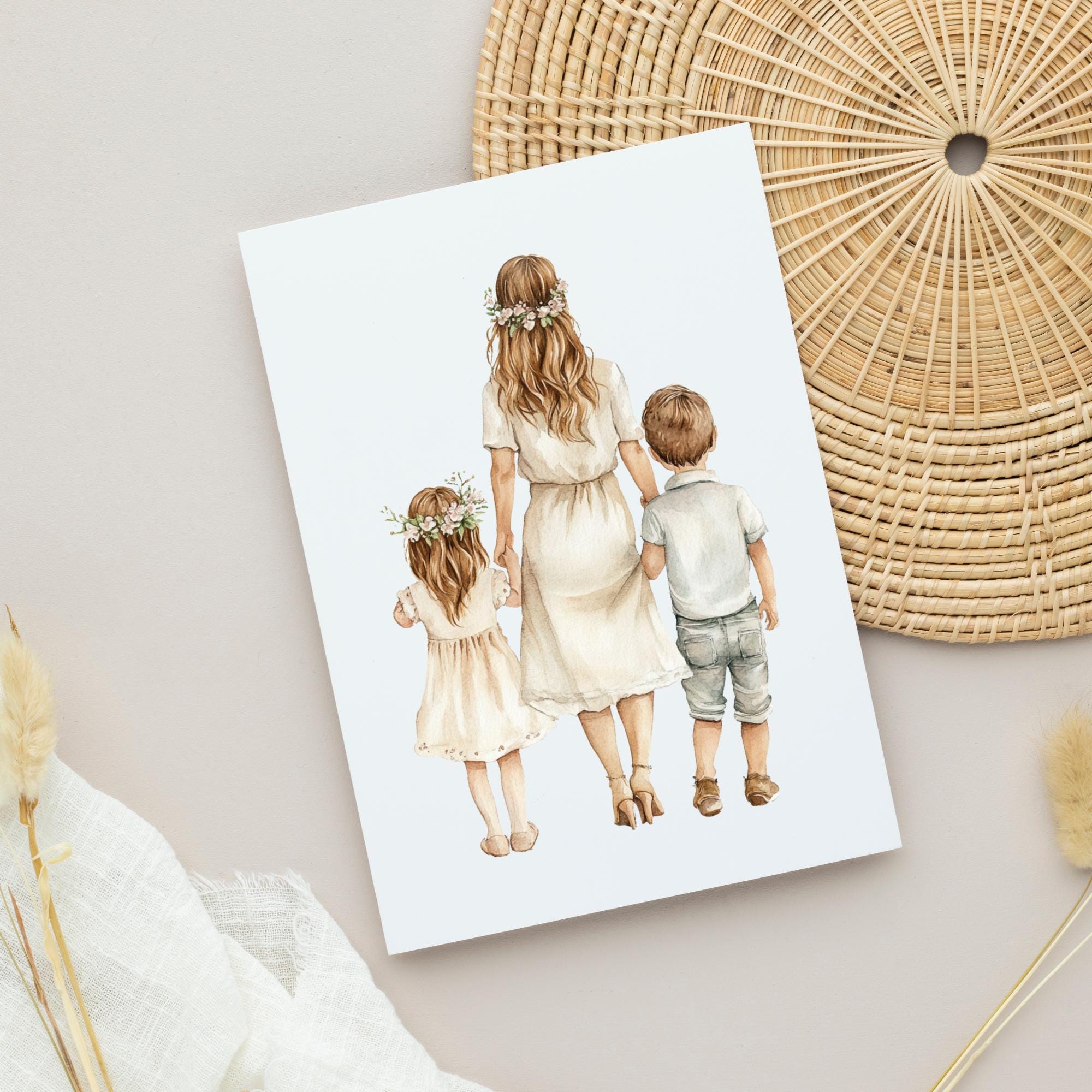 Family Watercolor Clipart, Family Portrait Illustration, Couple Clipart ...