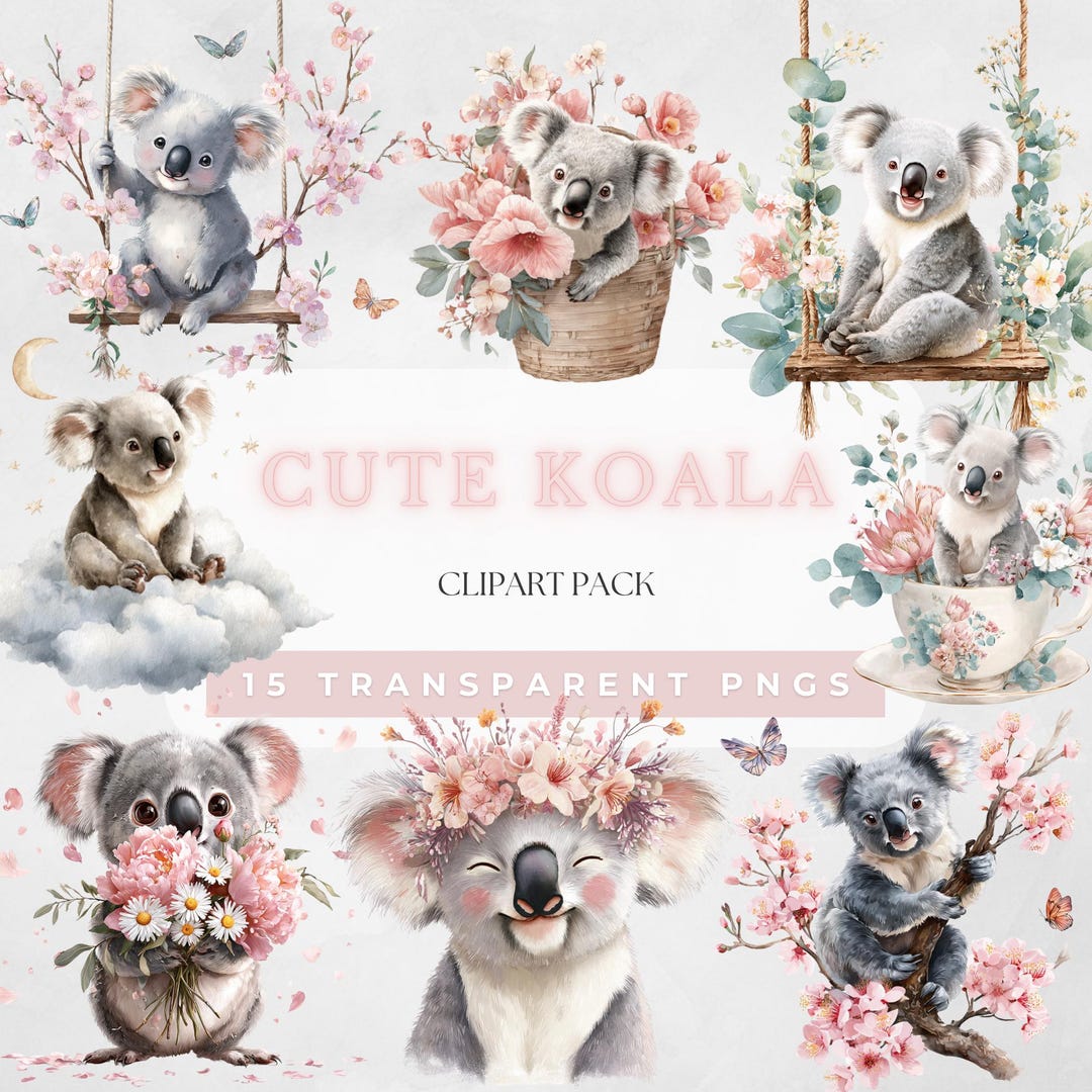Cute Koala Clipart Baby Koala PNG Australian Animal Clip Art Nursery ...