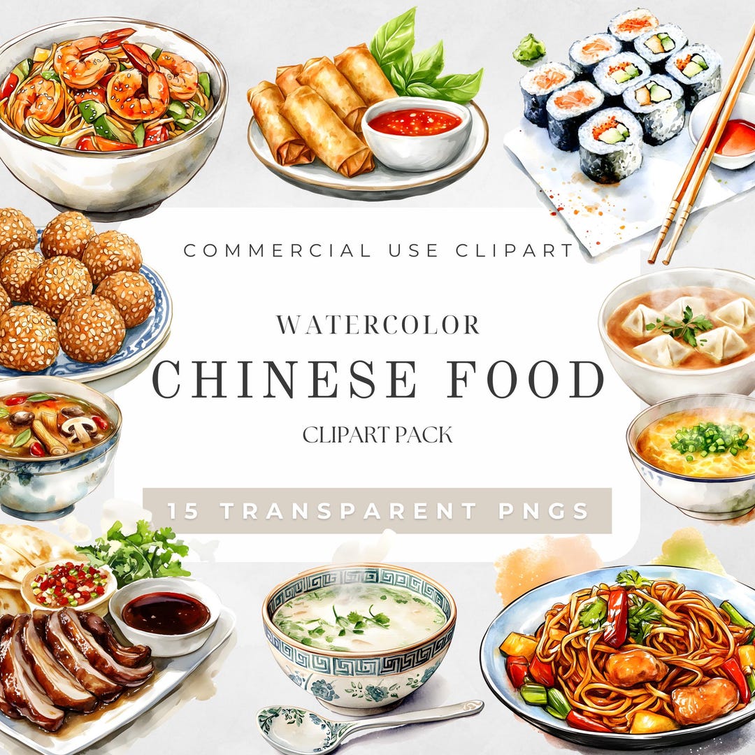 Chinese Food Clipart Watercolor, Food Clipart, Food Graphics, Fast Food ...