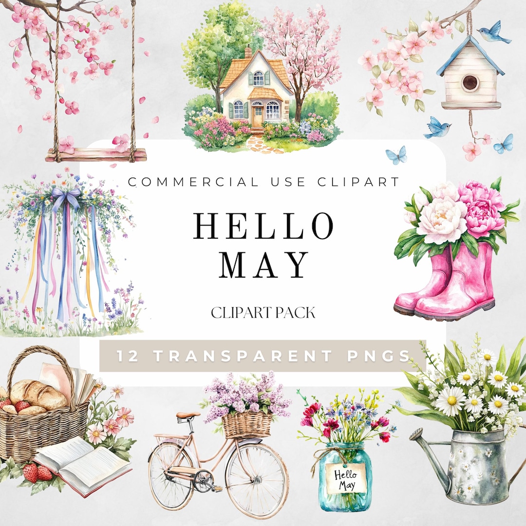 Clipart for May, Spring Watercolor Clipart, Lily of the Valley PNG, May ...