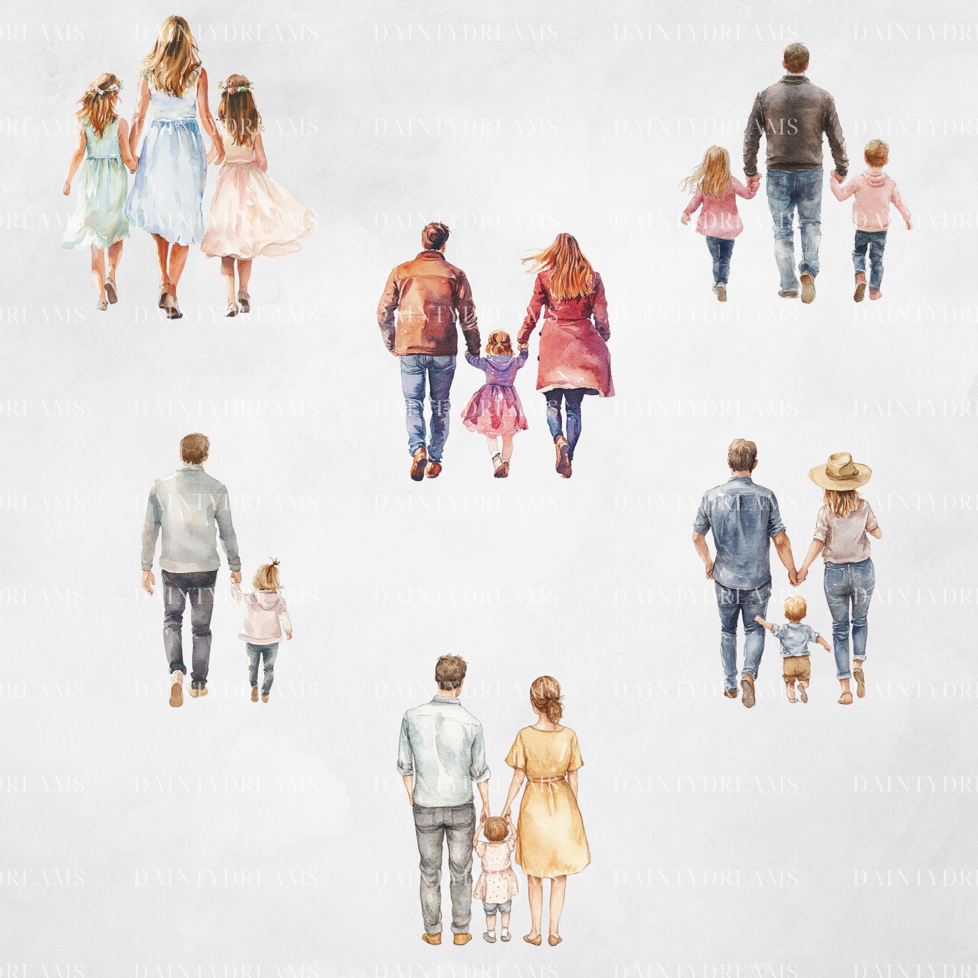 Family Watercolor Clipart, Family Portrait Illustration, Couple Clipart ...