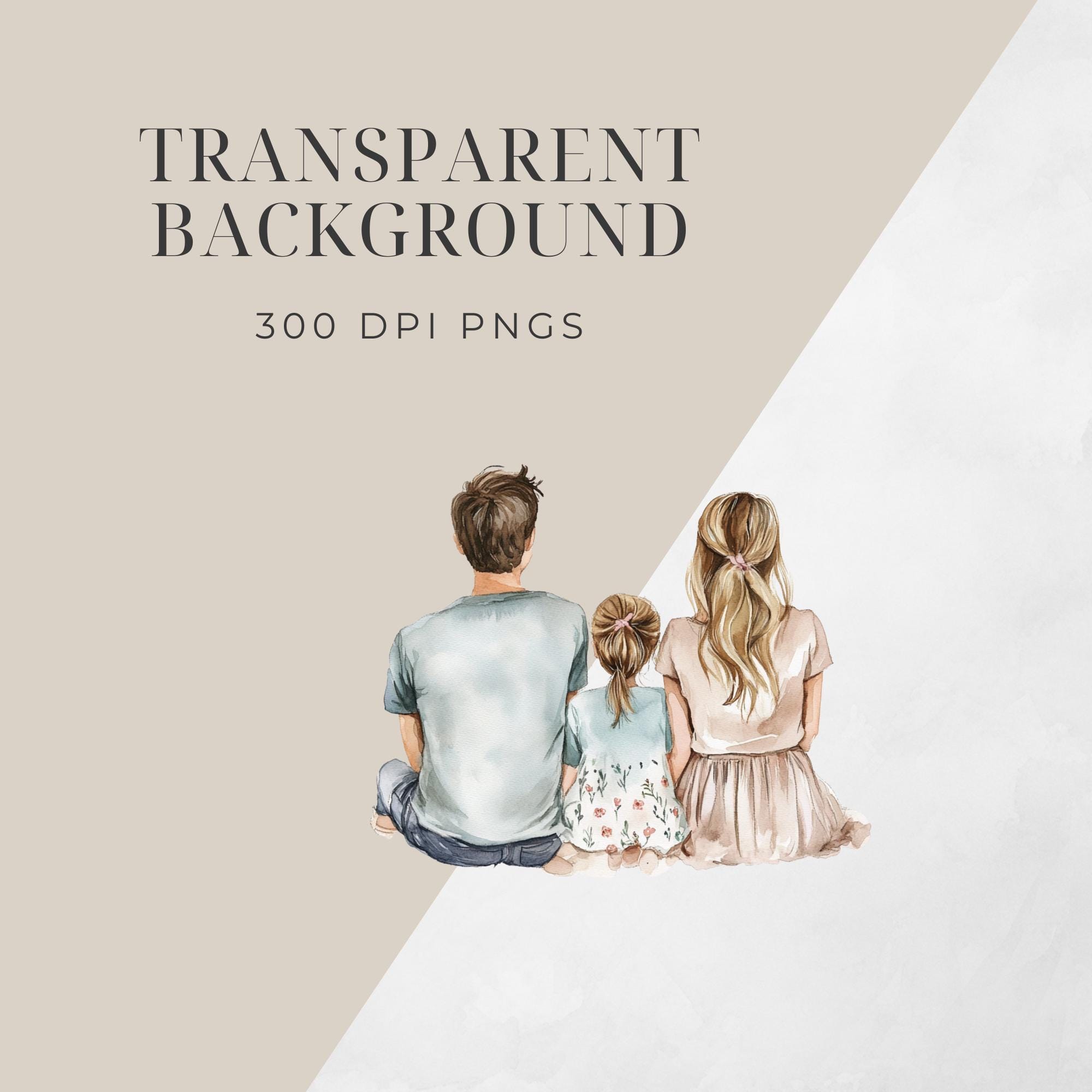 Family Watercolor Clipart, Family Portrait Illustration, Couple Clipart ...