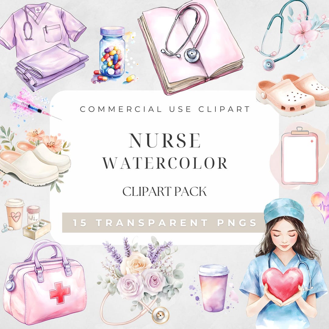 Nurse Clipart Watercolor, Medical Watercolor Clipart, Healthcare PNG ...