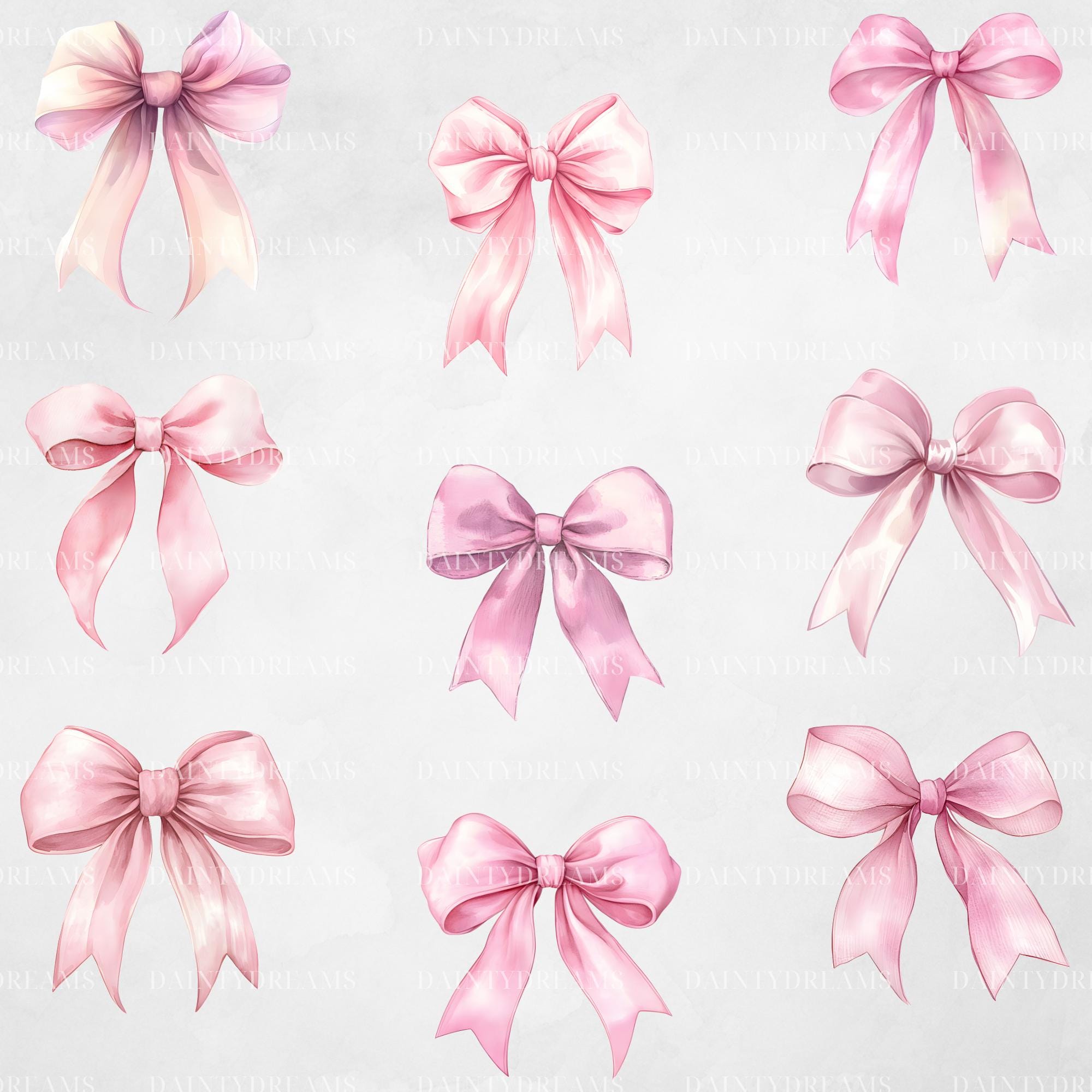 Pink Coquette Ribbon Clipart Watercolor, Bow PNG, Coquette Clipart ...