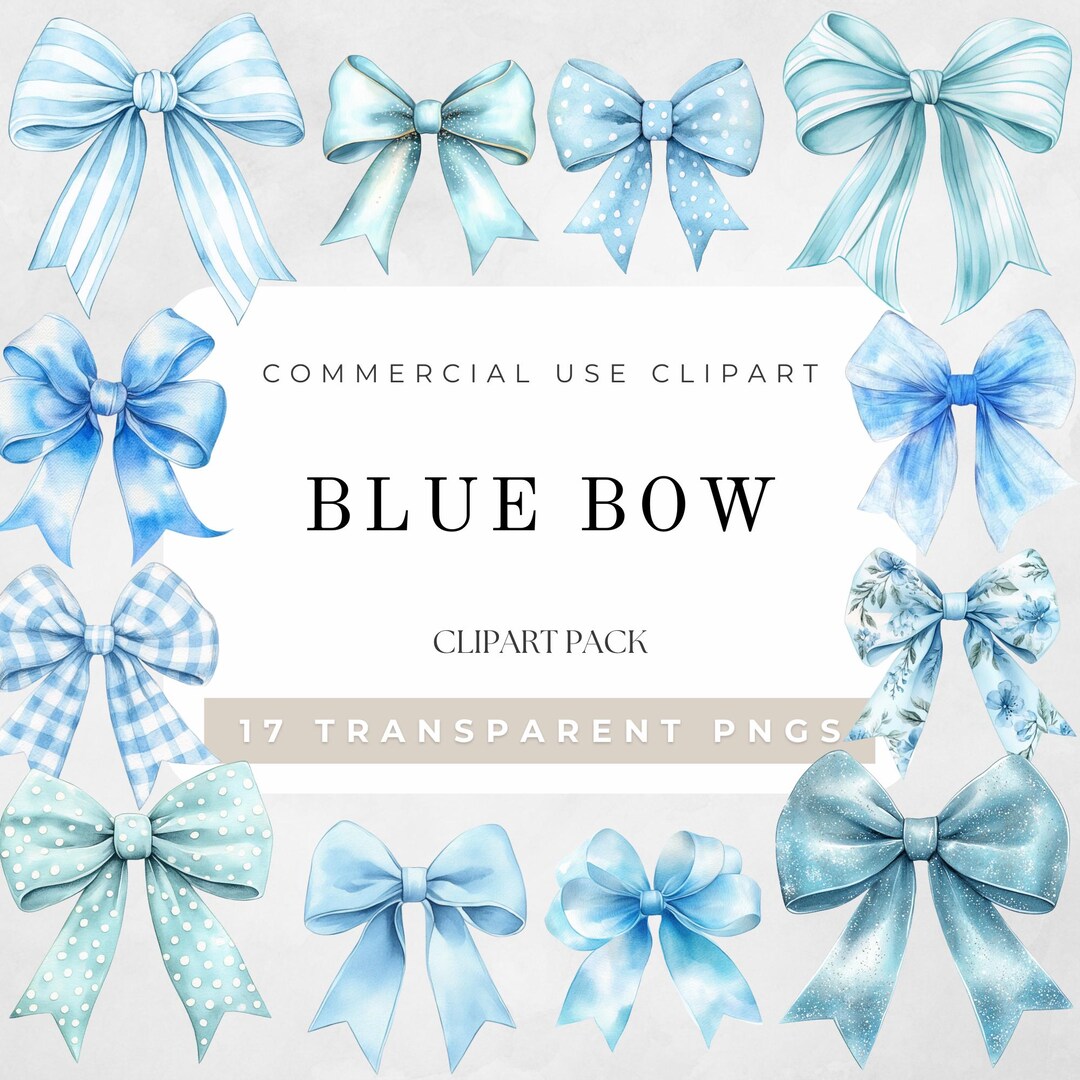 Blue Bows PNG, Watercolor Bows Clipart, Coquette Bow PNG, Blue Ribbon ...