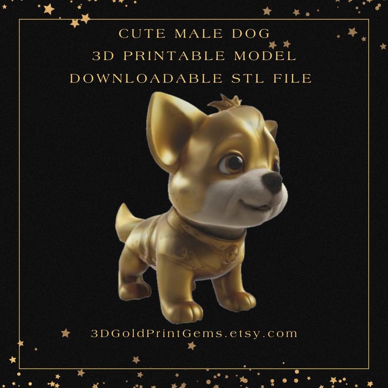 Cute 3D Dog STL File - 3D Printable Mini Model for Display, Keychain ...