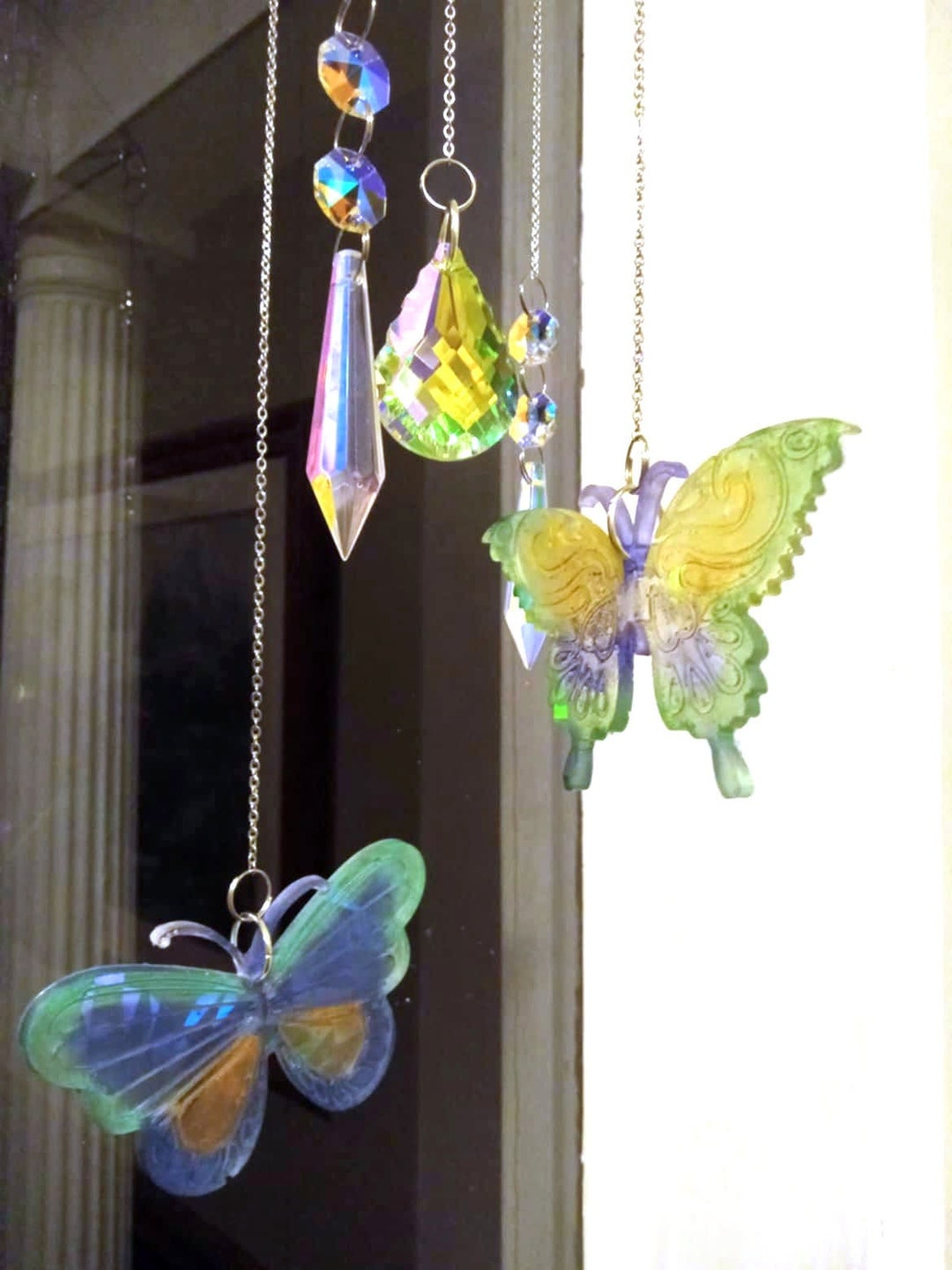 Cut Crystal Butterfly Sun Catcher With Chandelier Crystal, Aurora ...