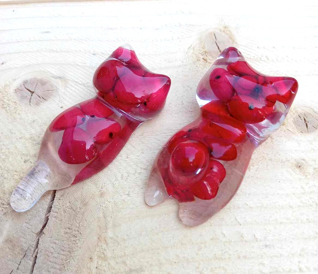 Cats Playing Sleeping Resin Cat Filled With Red Hearts Love Romance - Etsy