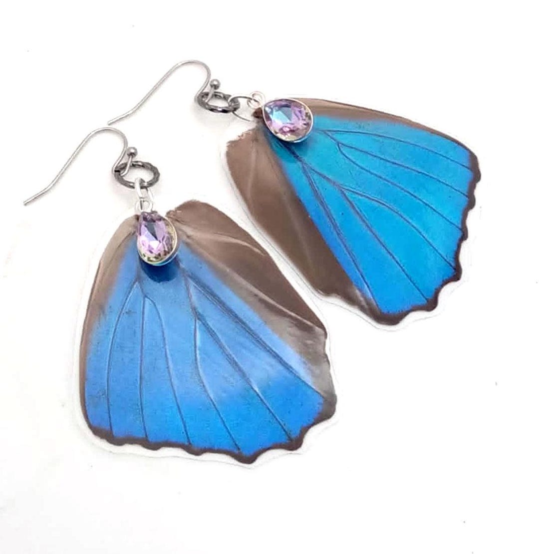 Real Blue Morpho Butterfly Wings Adorned With Brilliant Crystal ...