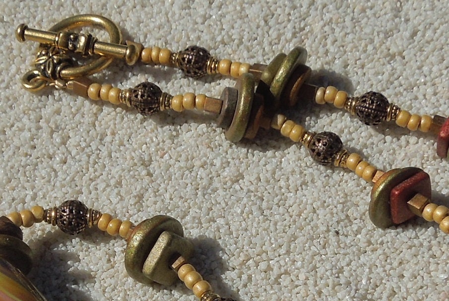 ROADRUNNER SIGHTING, Tiny Chain Beads Bronze Gold Plated Ceramic ...