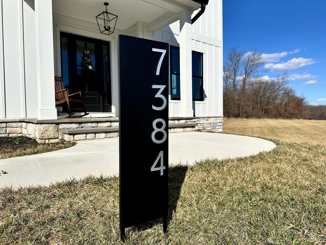 Outdoor House Number Yard Sign - 4" H Numbers - Modern House Sign, Lawn ...