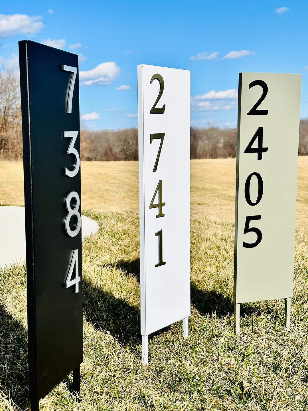 Outdoor House Number Yard Sign - 4" H Numbers - Modern House Sign, Lawn ...