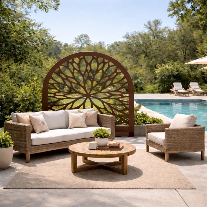 Custom Laser-cut Aluminum Privacy Screen | Outdoor Patio Privacy Panel ...