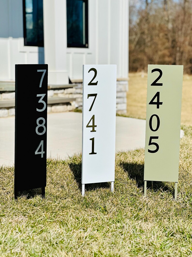 Outdoor House Number Yard Sign - 4" H Numbers - Modern House Sign, Lawn ...